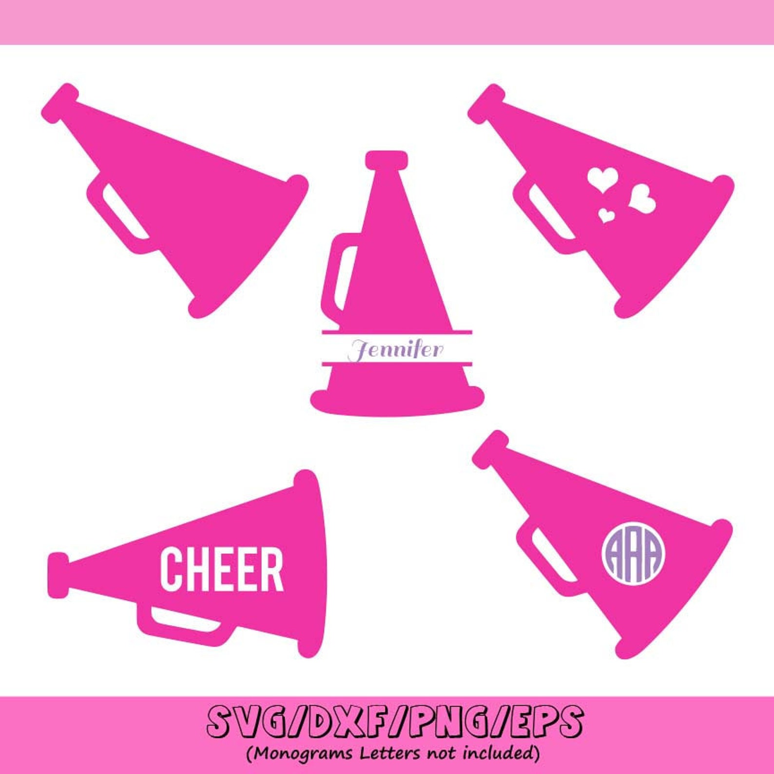 Cheer Megaphone SVG Cut Files Cheer Monogram Svg Megaphone | Etsy