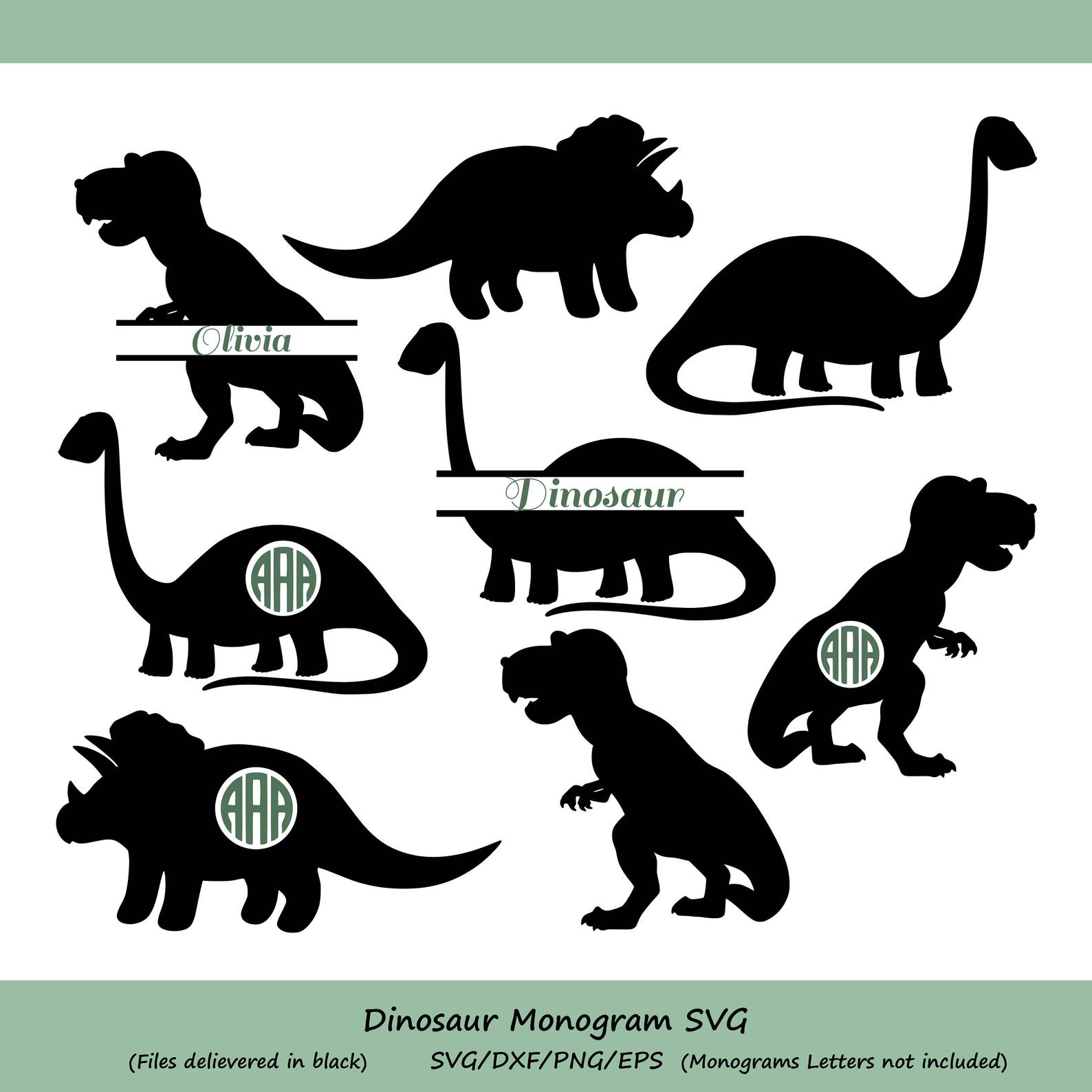 Dinosaurio SVG Animales SVG Silueta de dinosaurio monograma | Etsy