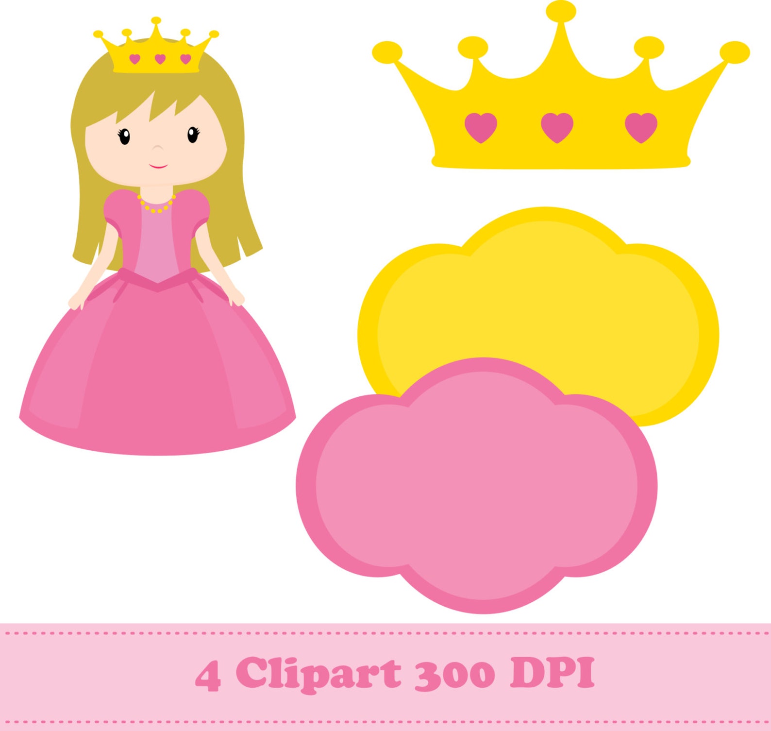 Princess Digital Paper Princess Clipart Fairytale Girls | Etsy