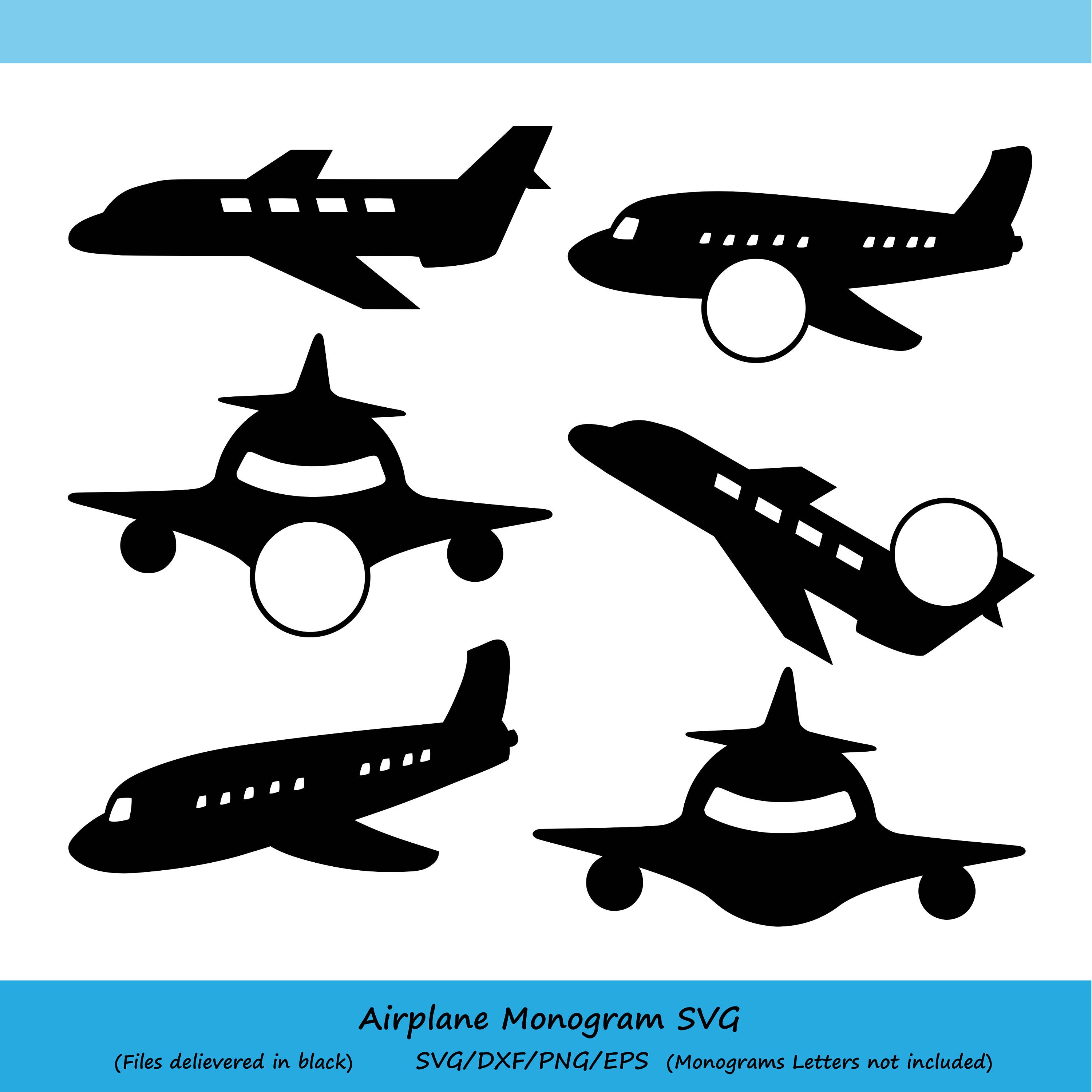 Avión Svg Monogram marco cortado Archivos silueta de plano | Etsy