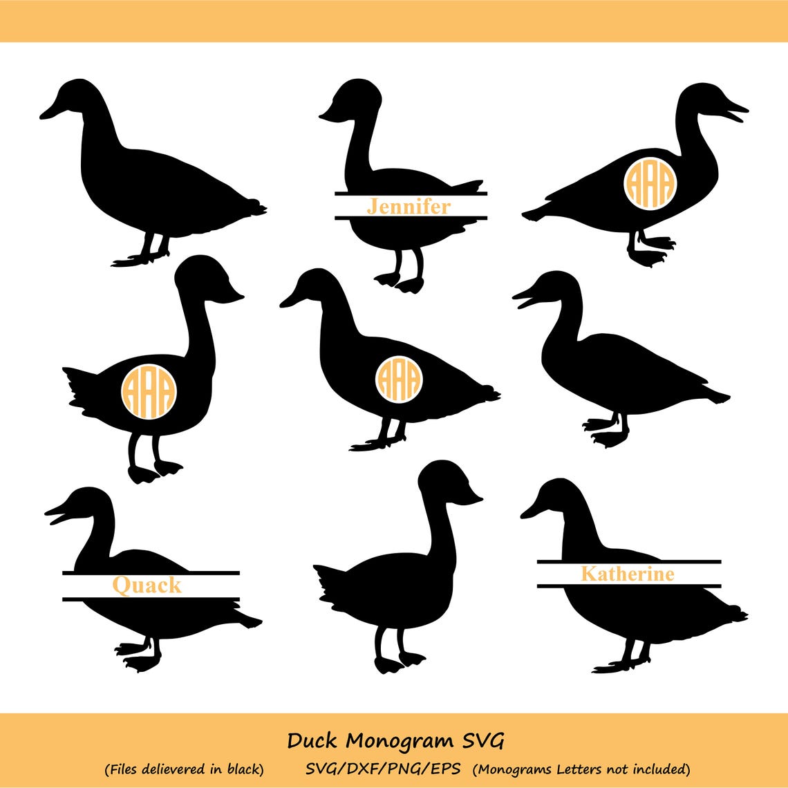 Duck Svg Cut File Duck Monogram Frames Duck Clipart Duck | Etsy