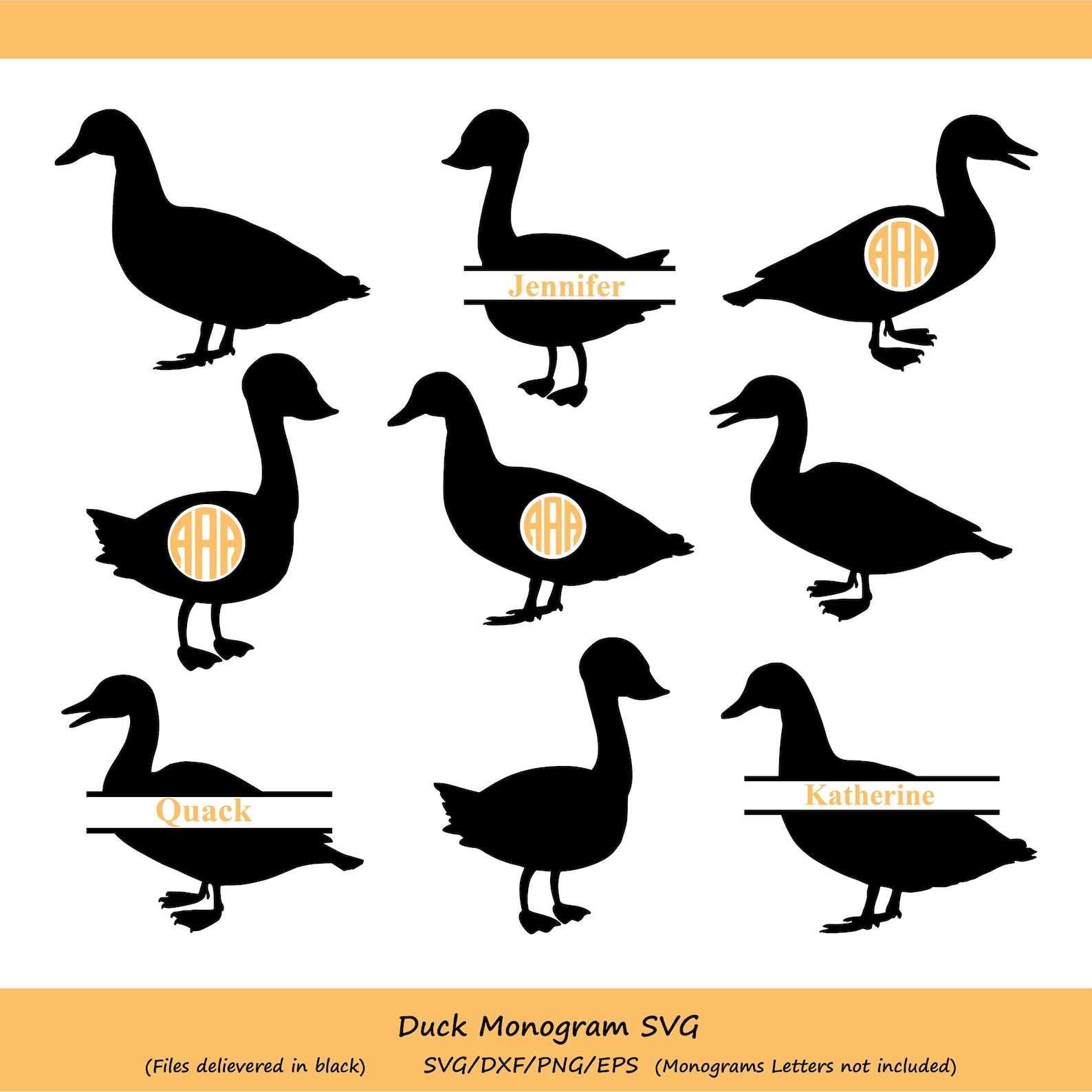 Duck Svg Cut File Duck Monogram Frames Duck Clipart Duck | Etsy