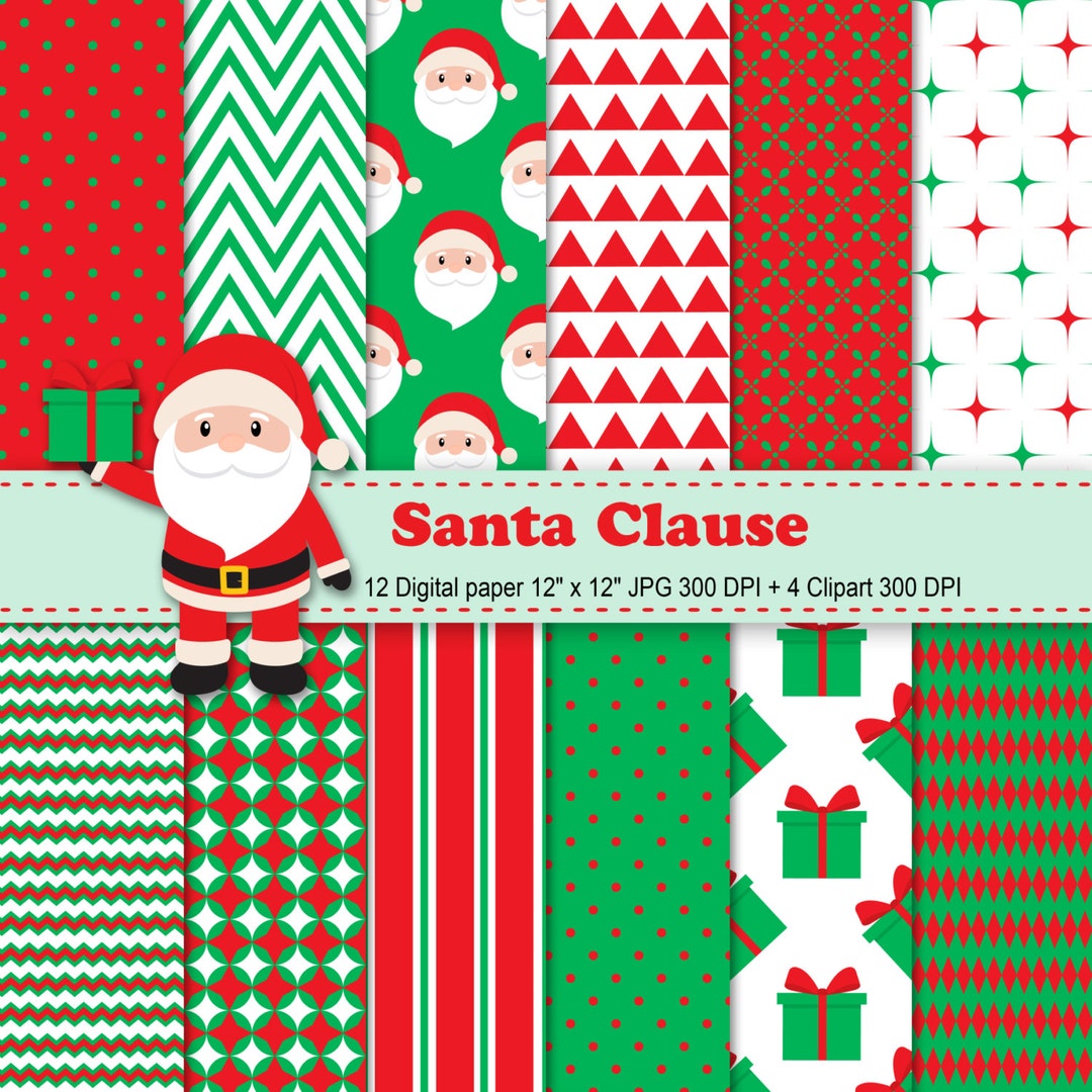 Santa Digital Paper Santa Clipart Christmas Digital Paper - Etsy