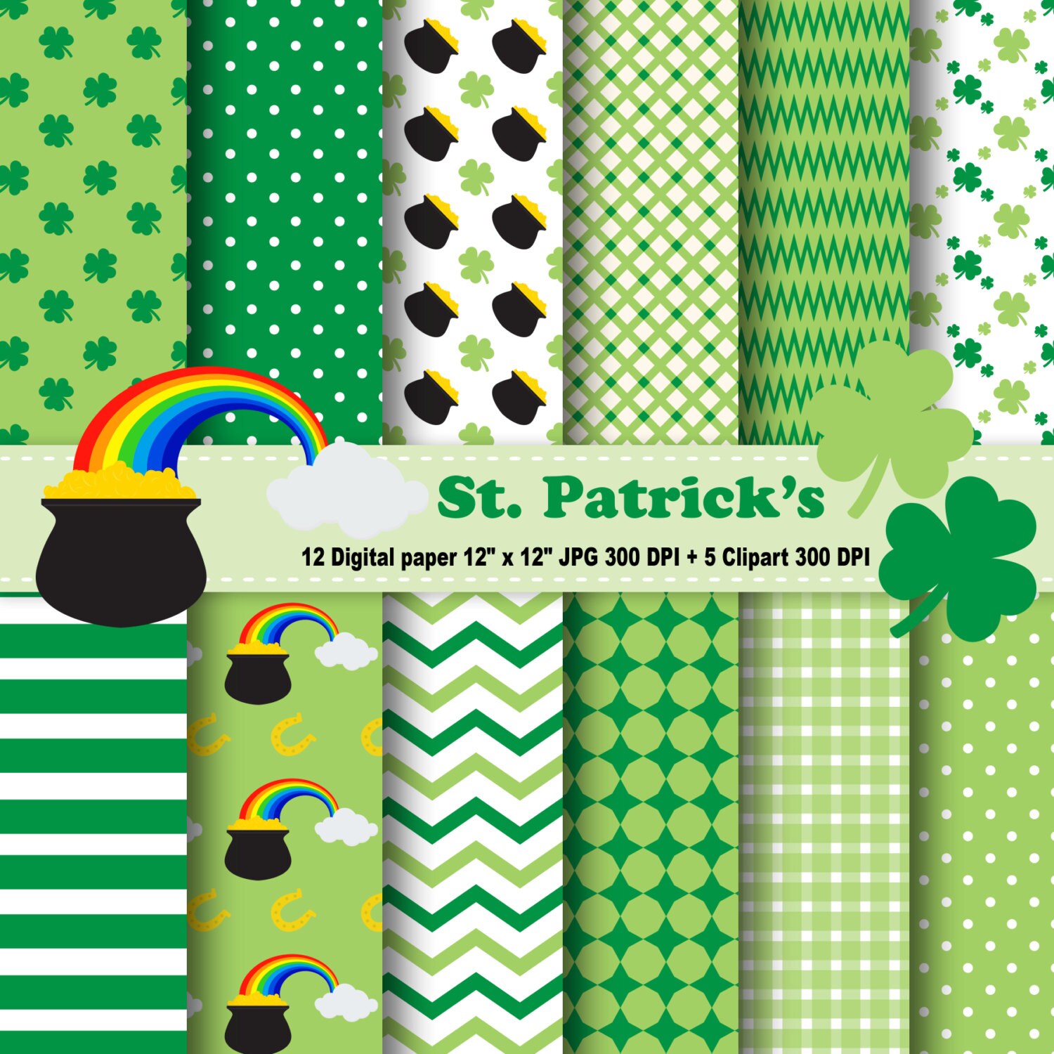 St. Patrick's Digital Paper St. Patrick's Clipart | Etsy