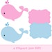 Whale Digital Paper, Whale Clipart, Nautical, Sea Animals, Pink Whales ...