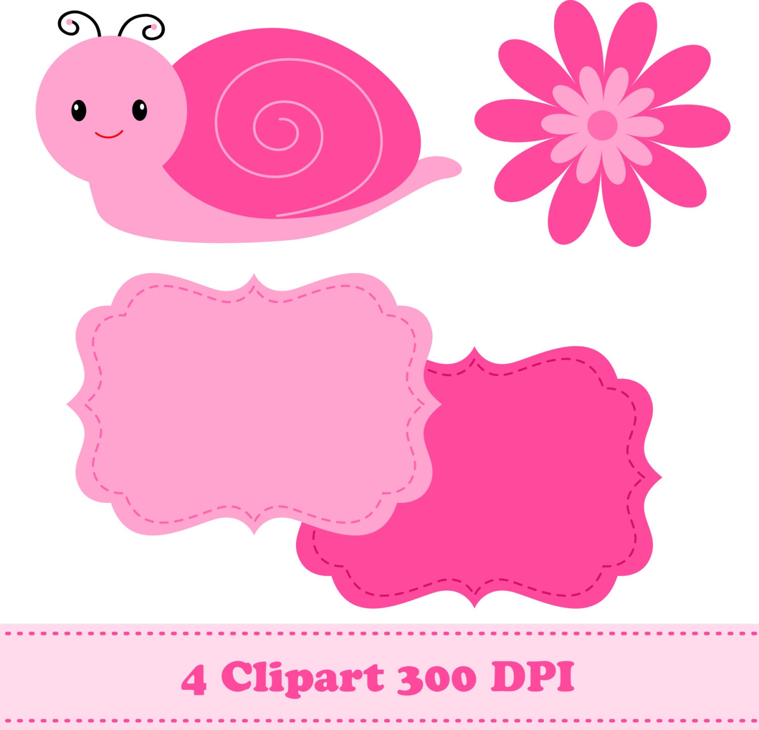 Snail Digital Paper Snail Clipart Flowers Polka Dot - Etsy