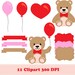 Valentine Bear Digital Paper, Bear Clipart, Teddy Bear, Love, Valentine ...