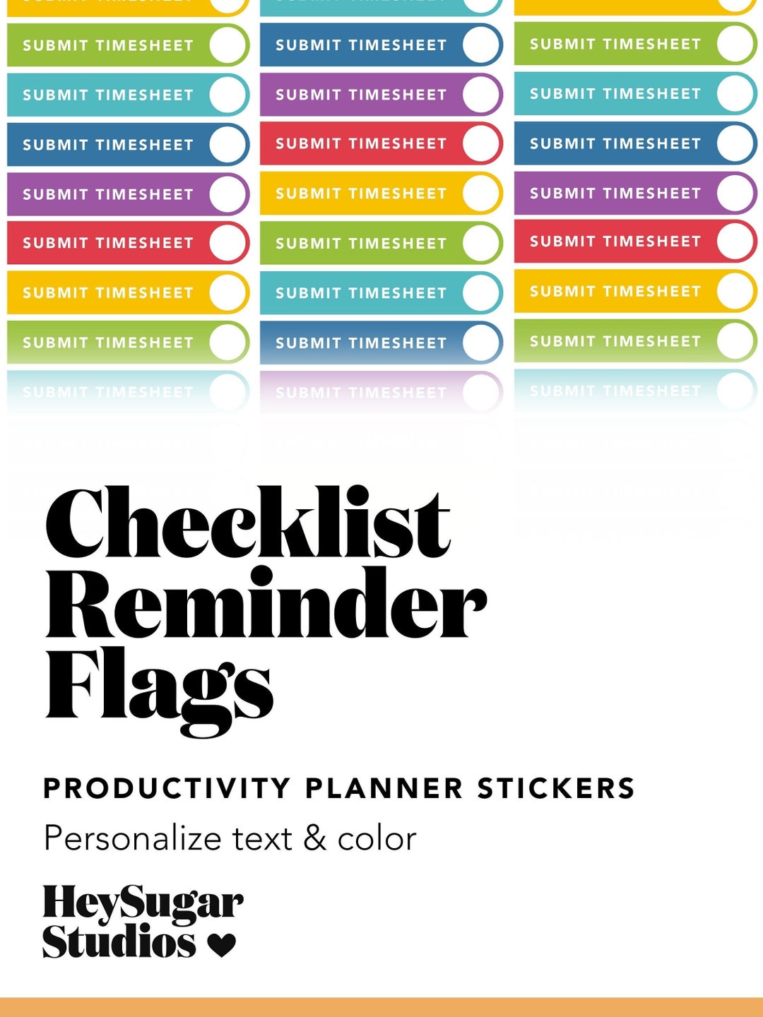 Rounded Reminder Stickers for Planner, Timesheet Reminder Labels, Daily ...