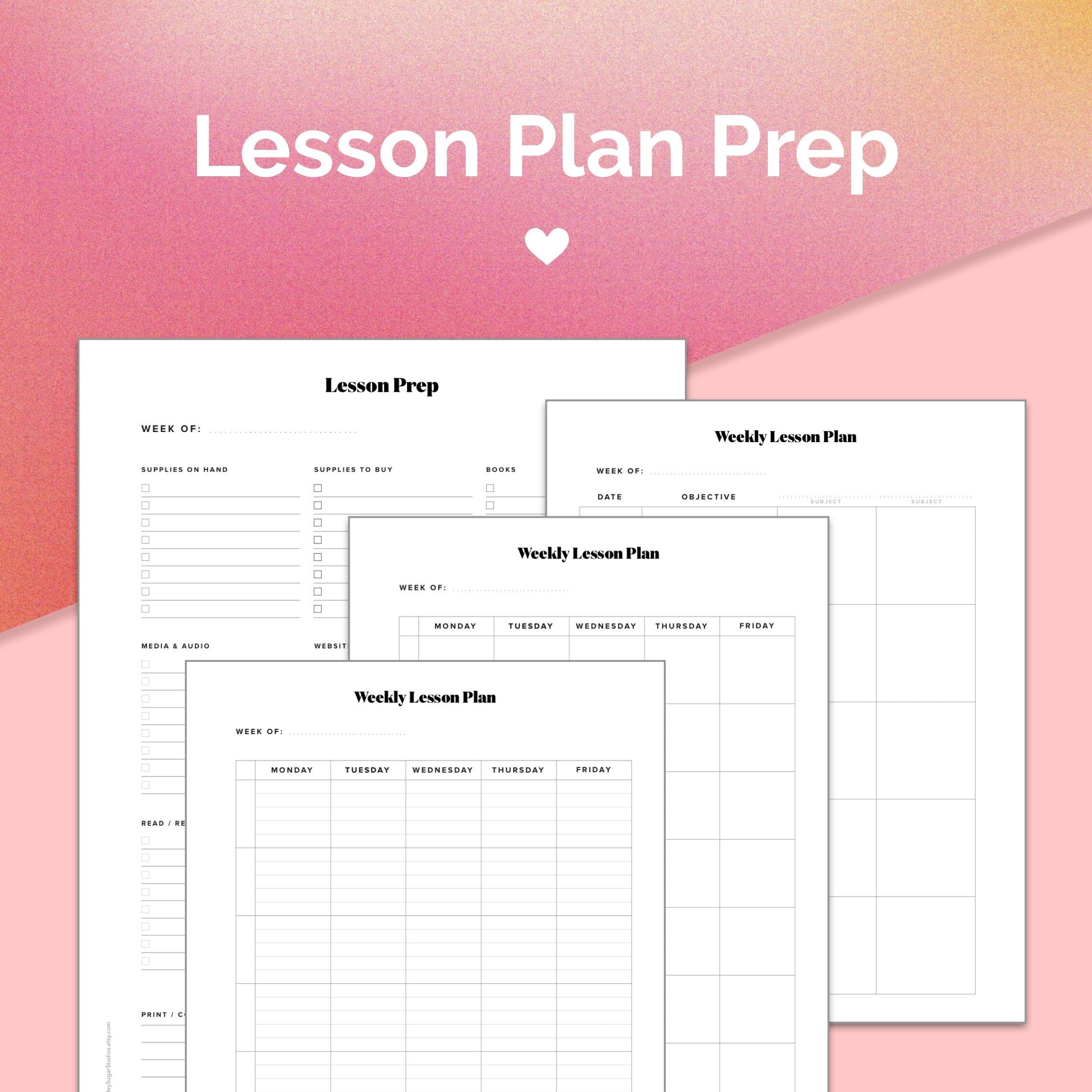 Lesson Planner Pack Teacher Planning Printables Homeschool - Etsy