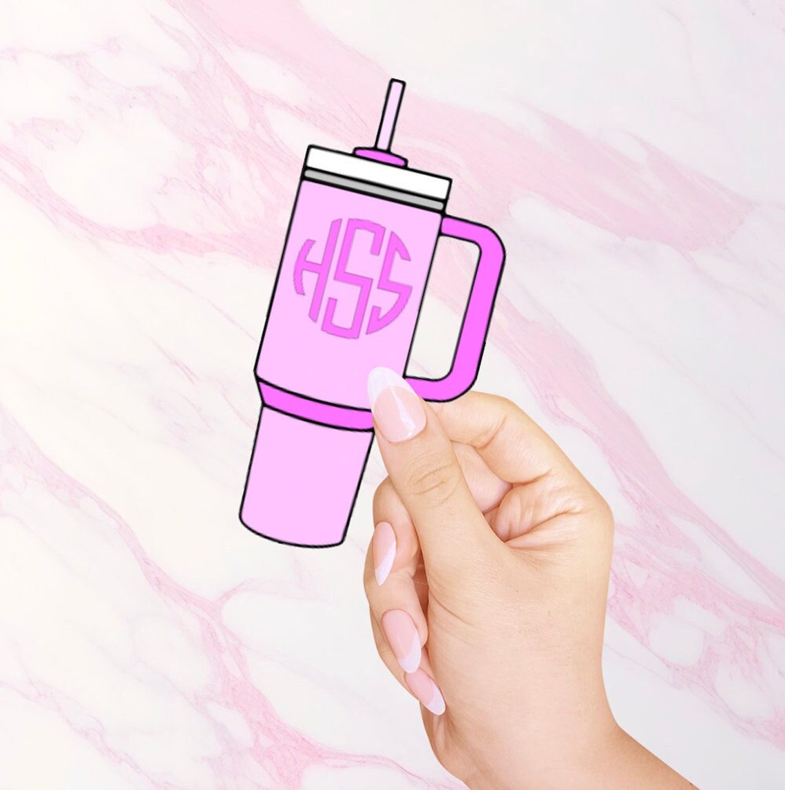 40 Oz Stanley Tumbler Sticker With Monogram Decal for Laptop ...