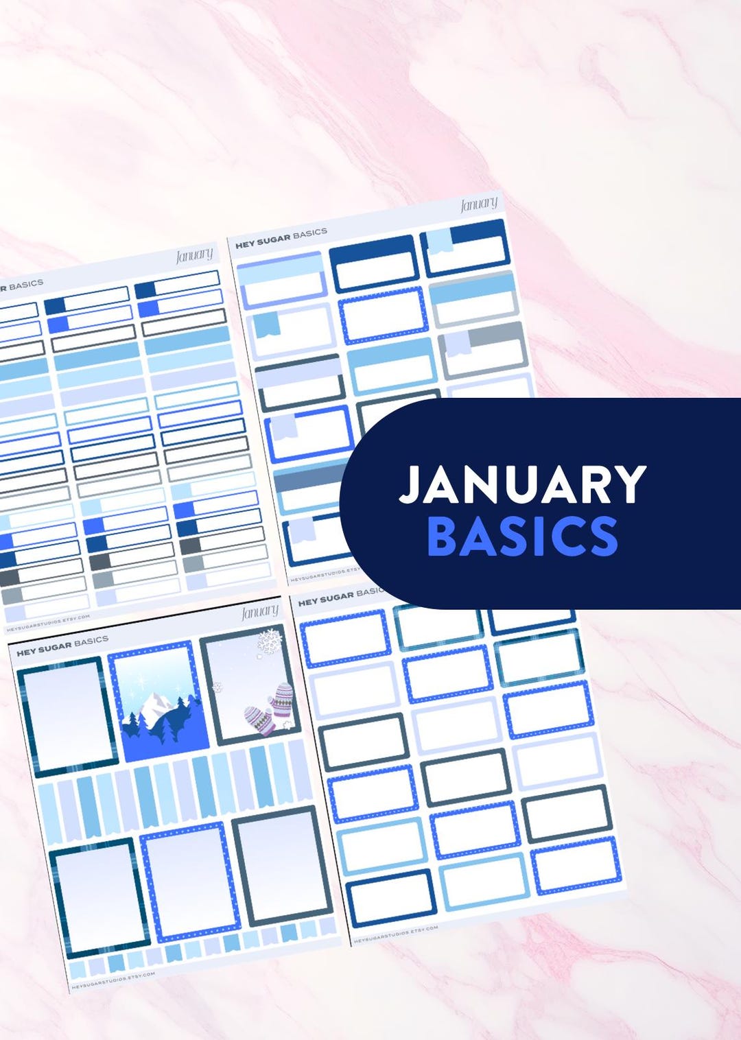 Planner Stickers January Basics Winter Stickers Productivity Self-care ...