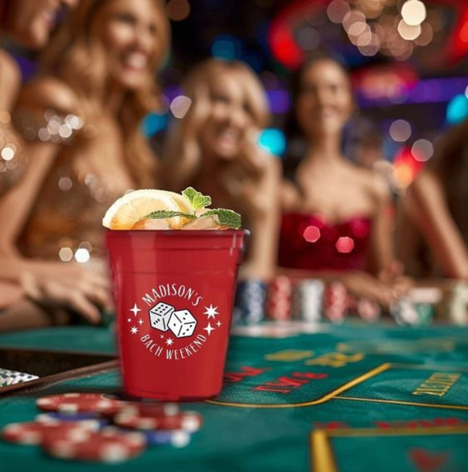 Las Vegas Party Cups Customizable Reusable Bachelorette Personalized ...