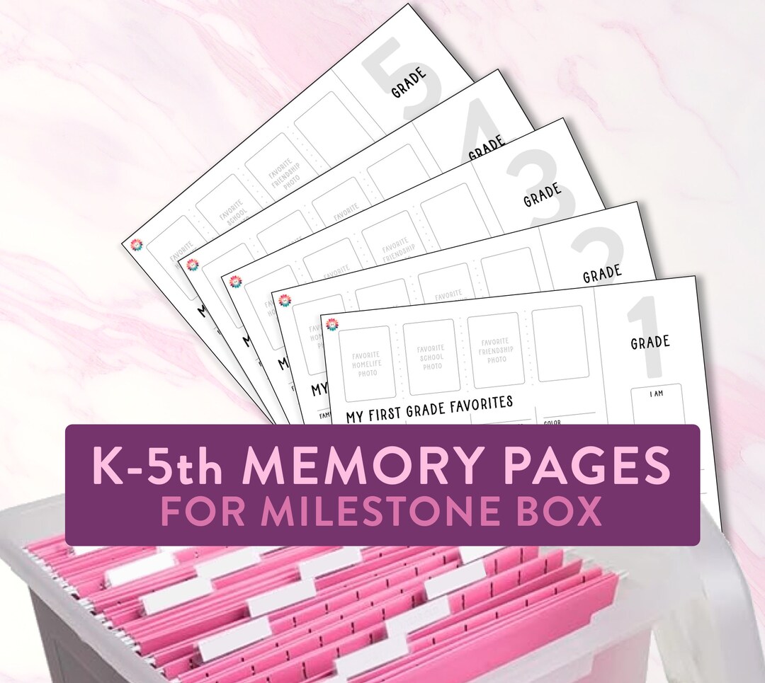Kids Milestone Box Printable Page Inserts for Kids File Box Printable ...