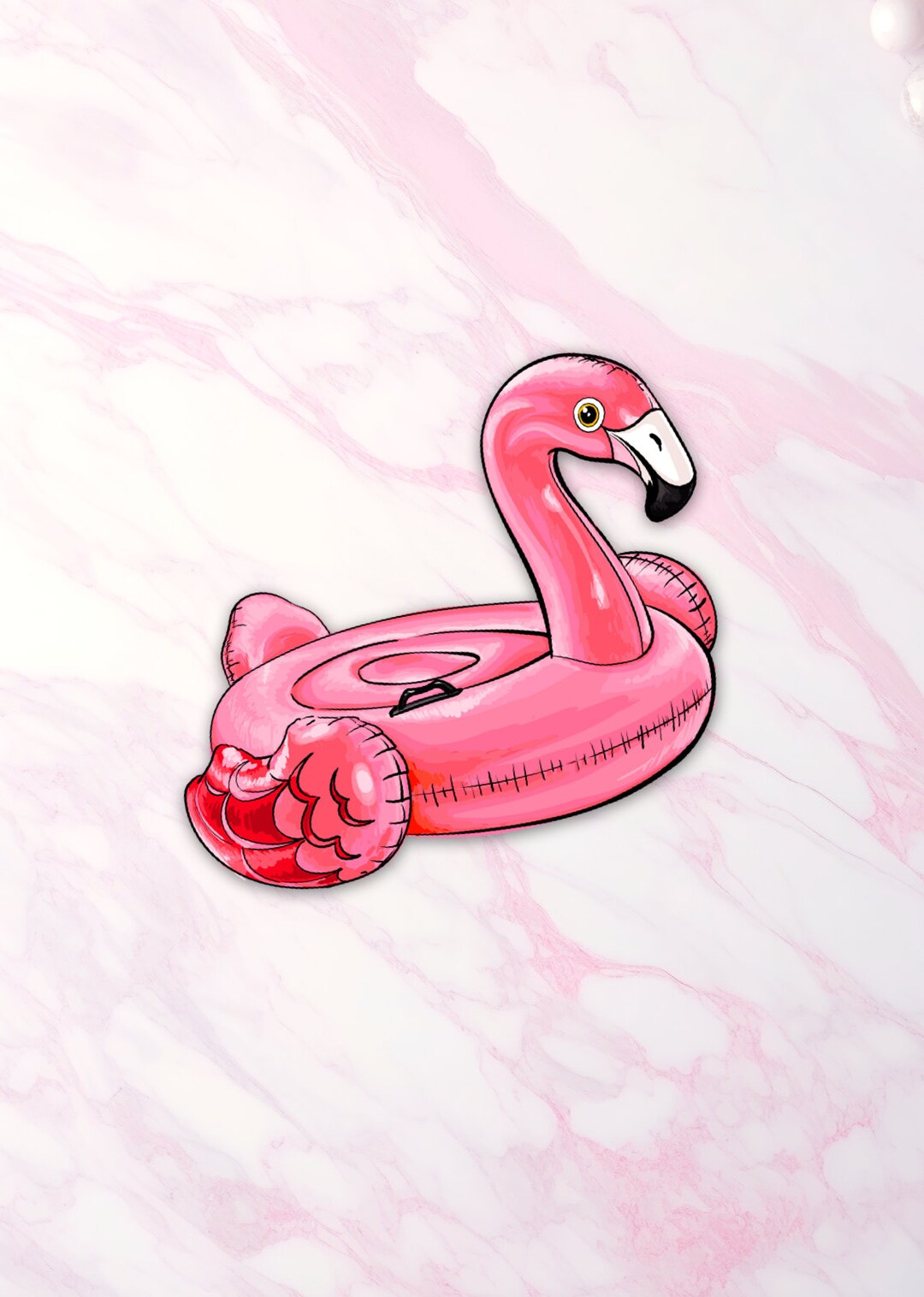Hot Pink Key West Bach Flamingo Pool Float Holographic Sticker Party ...