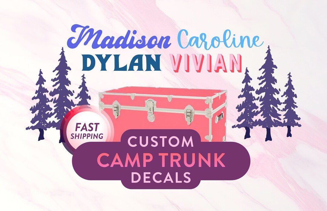 Camp Trunk Decal for Girls Personalized Name Luggage Sticker Sleepaway ...