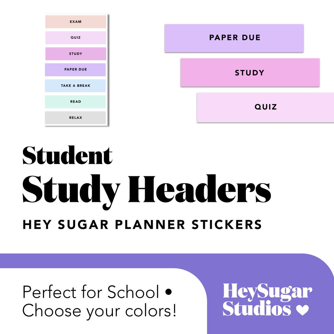 Student Study Planner Stickers, Modern and Minimal Headers, Personalize ...