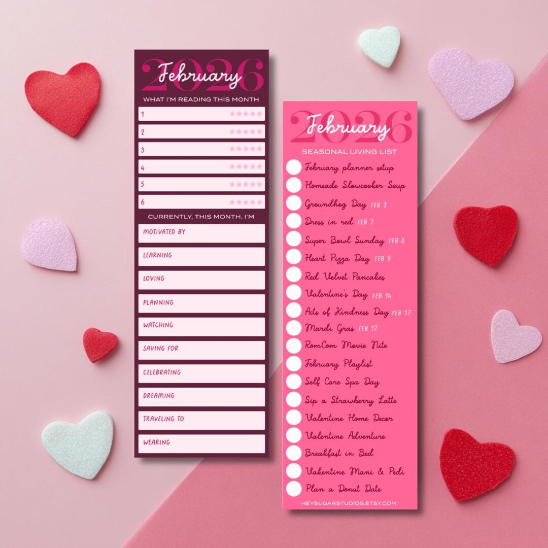 February Bookmark With Reading Tracker and Seasonal Checklist Monthly ...