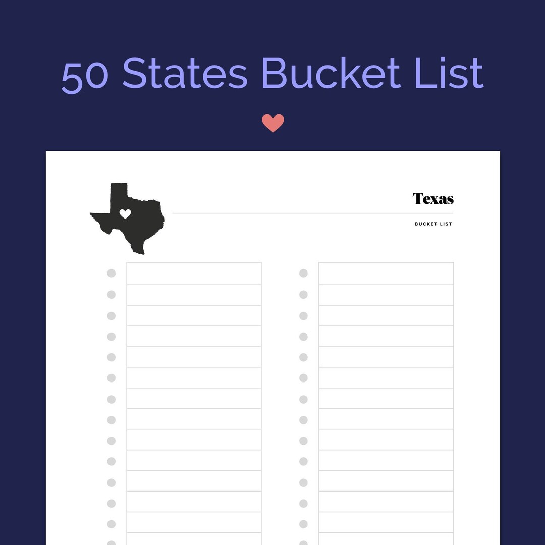 50 States Bucket List Planner Statebystate Travel Checklists Instant ...