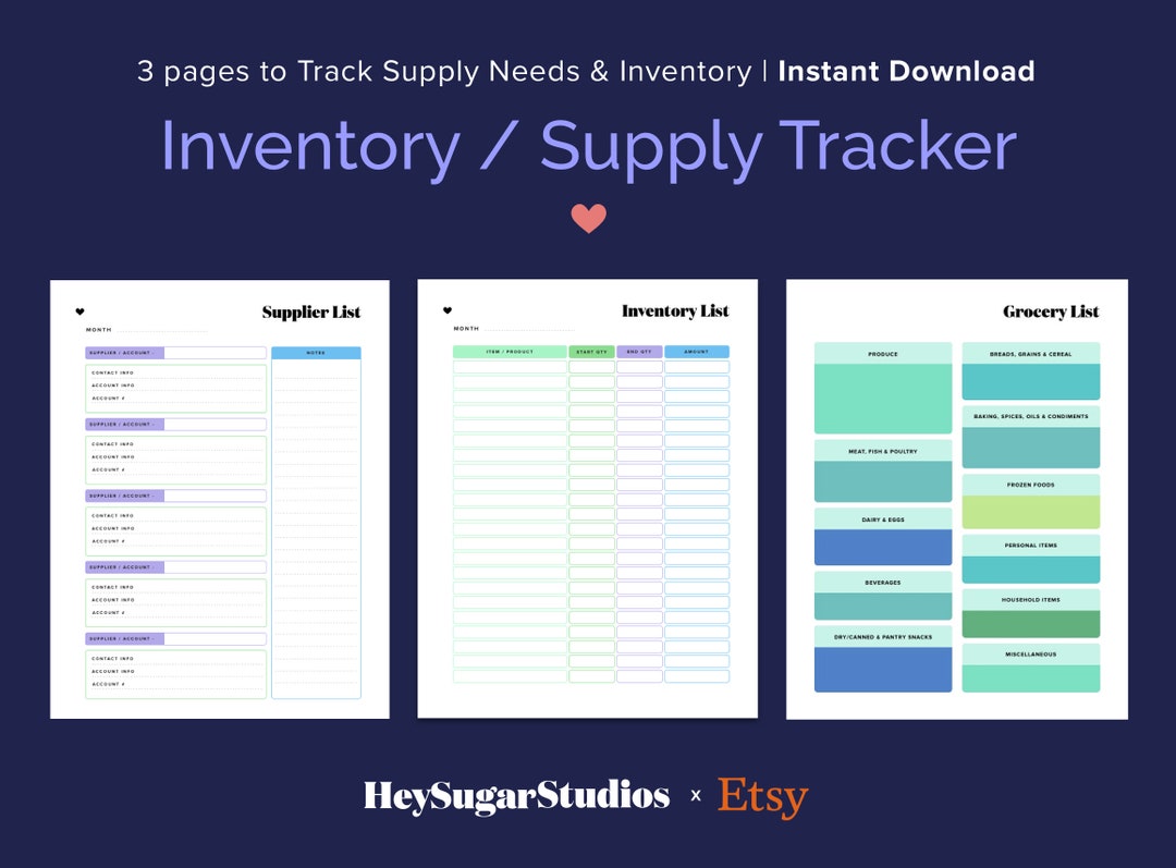 Inventory / Supply Tracker Pack - 3 Pages - Supplies, Inventory ...