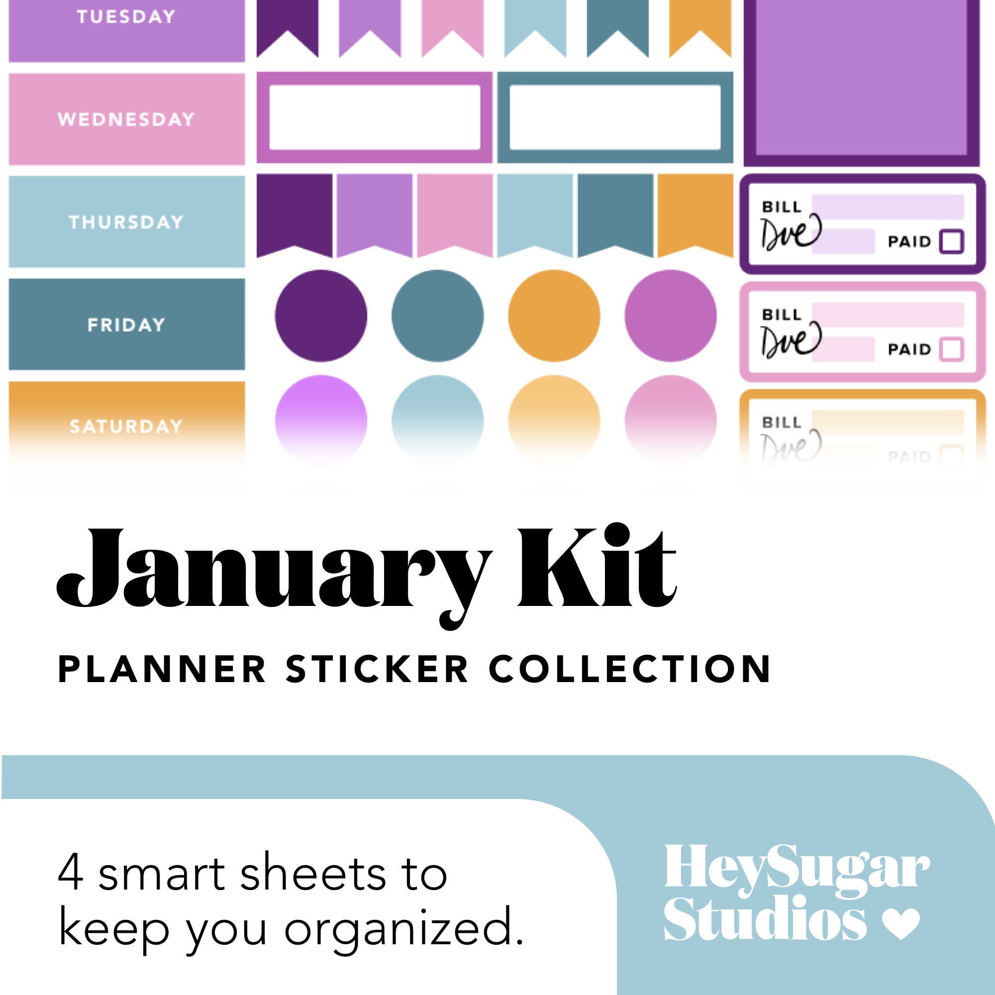 Erin Condren Winter New Year's JANUARY Planner Stickers Monthly Spread ...