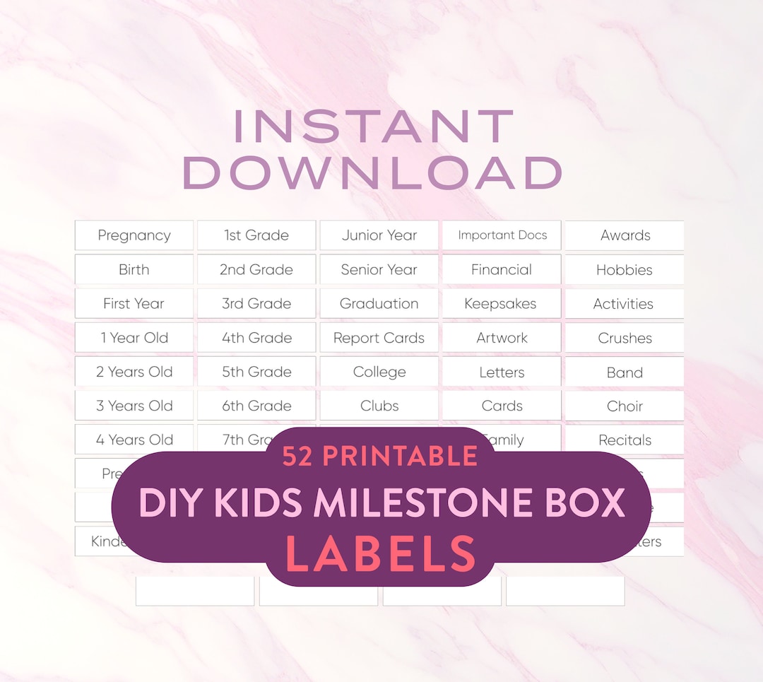 Kids Milestone Box Label Inserts Files Download Kids Box Printable ...