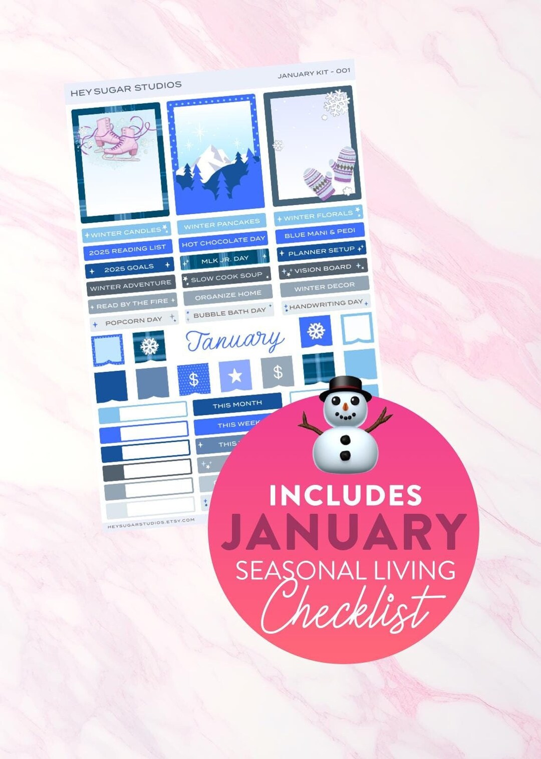 Printable Planner Stickers January Winter Stickers Productivity Self ...