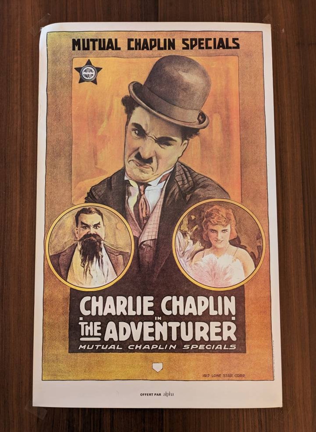 Digital Printing Vintage Movie Poster Charlie Chaplin the Adventurer - Etsy