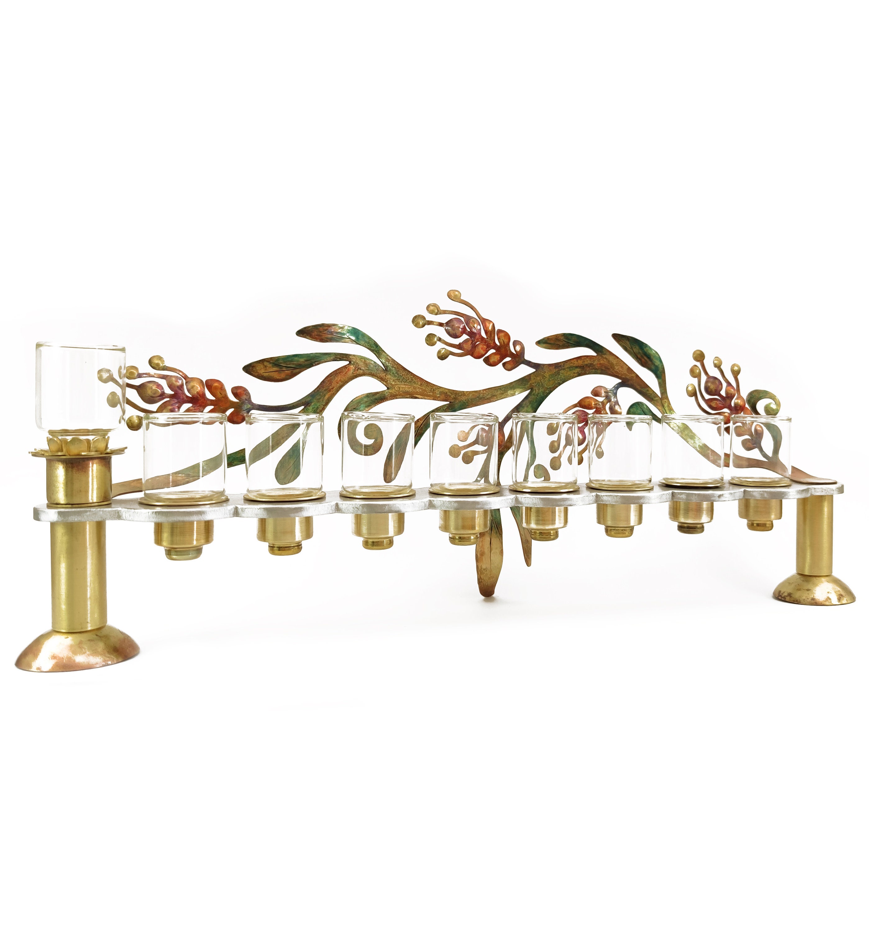 Barley Bronze Menorah/hanukkia/hanukka/chanukah/hanukkah - Oil/candles ...