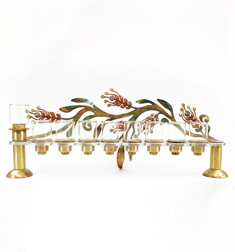 Barley Bronze Menorah/hanukkia/hanukka/chanukah/hanukkah - Oil/candles ...