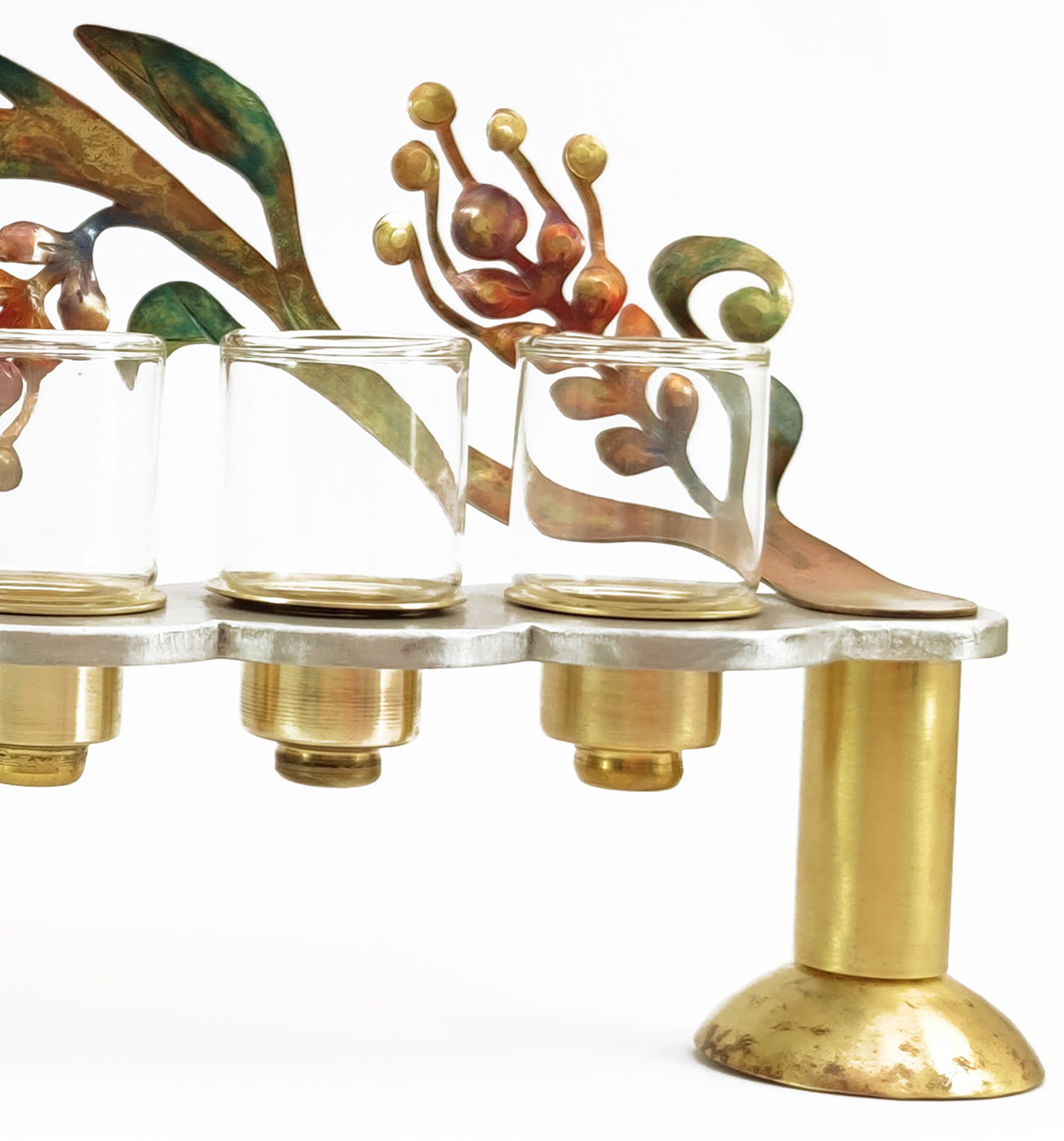 Barley Bronze Menorah/hanukkia/hanukka/chanukah/hanukkah - Oil/candles ...