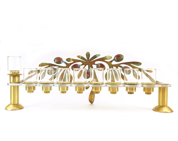 Pomegranate Bronze Menorah/hanukkia/hanukka/chanukah/hanukkah - Oil ...