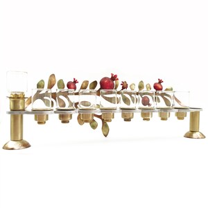 Pomegranate Bronze Menorah/hanukkia/hanukka/chanukah/hanukkah Oil ...