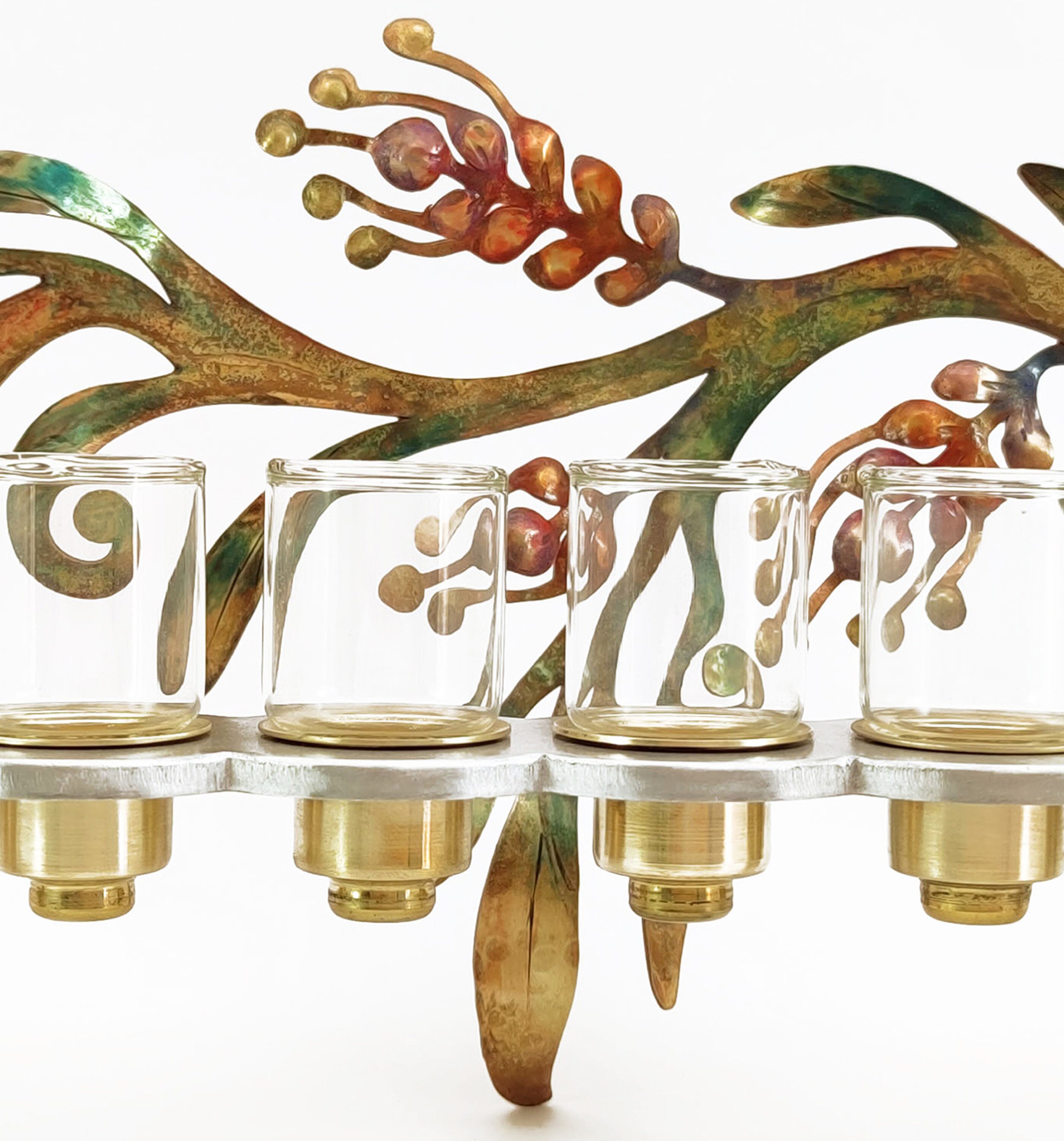 Barley Bronze Menorah/hanukkia/hanukka/chanukah/hanukkah - Oil/candles ...