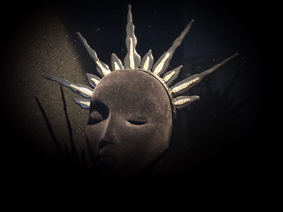 Gothic Sun Halo Headdress READY TO SHIP Spiked Black Sunray - Etsy