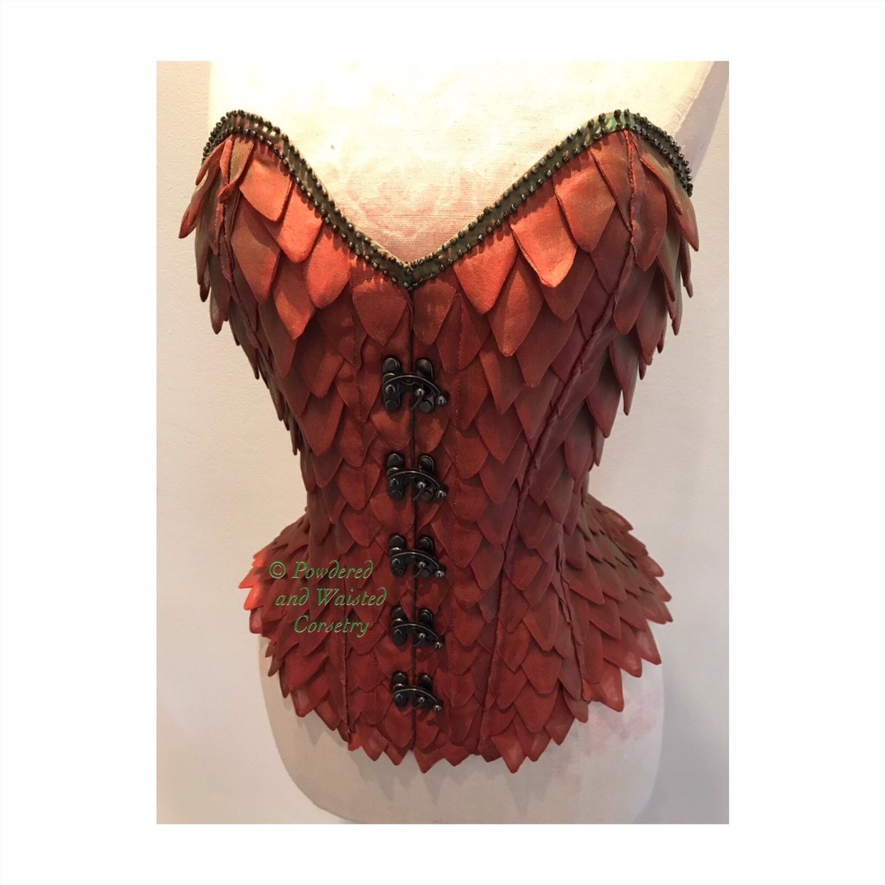 Dragon Scale Couture Corset: 2 Tone Silk Organza or Iridescent Organza ...