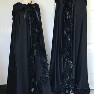 Raven Cape, Full Length Hooded Raven Cape, Feathered Cape, Full Length ...
