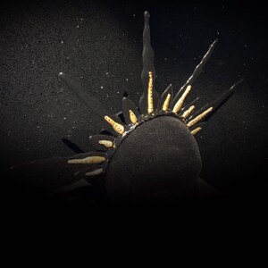Gothic Sun Halo Headdress - READY TO SHIP Spiked Black Sunray Sunbeam ...