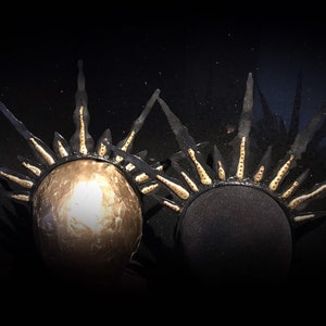 Gothic Sun Halo Headdress - READY TO SHIP Spiked Black Sunray Sunbeam ...