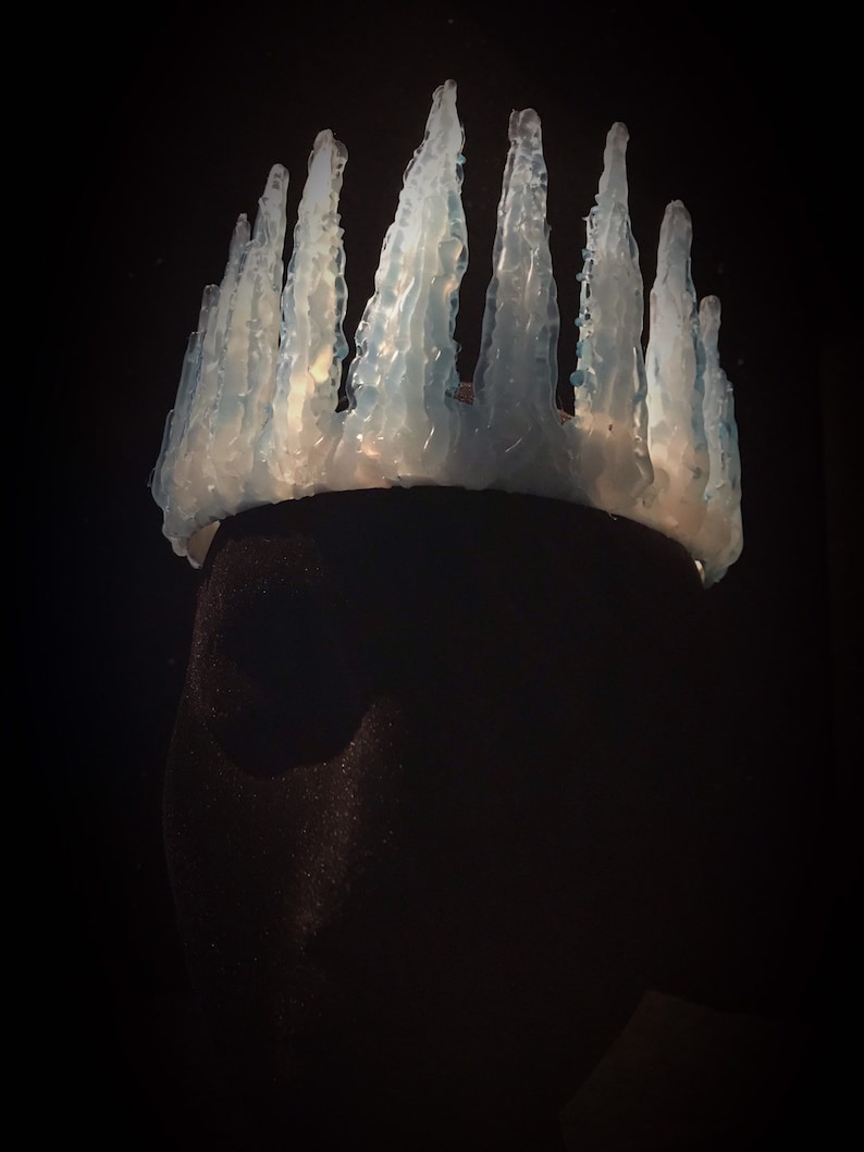 Blue Ice Queen Frozen Crown, Glacial Icicle King Headdress, Plastic ...