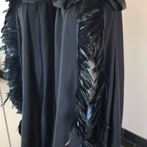 Full Length Hooded Raven Cloak, Feathered Cloak, Full Length Cloak ...