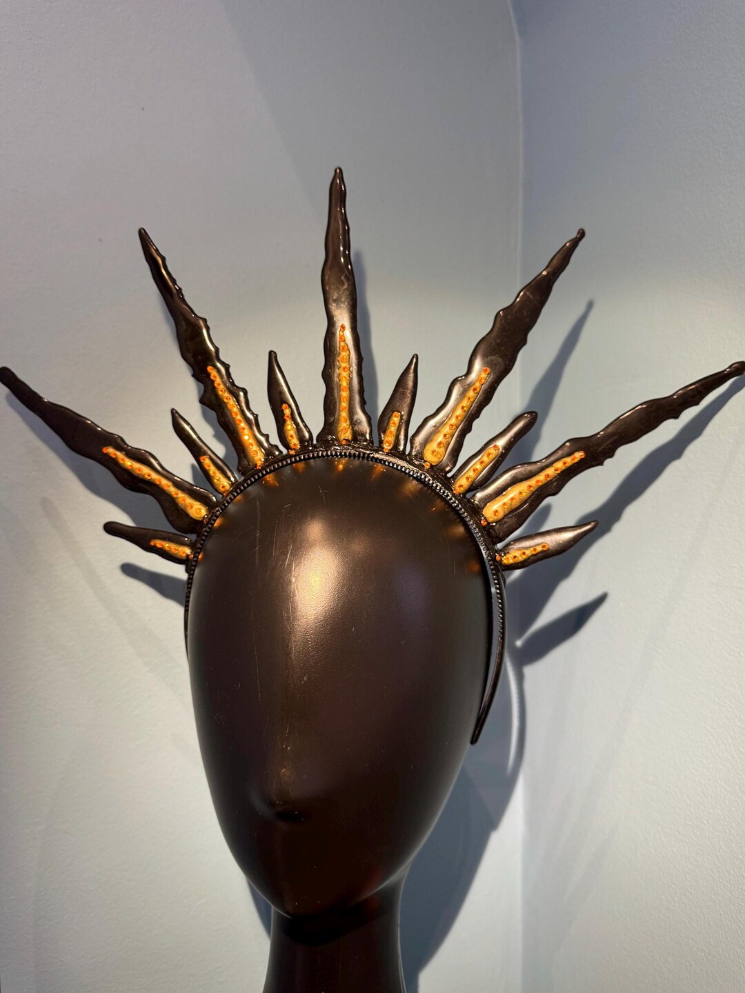 Gothic Sun Halo Headdress - READY TO SHIP Spiked Black Sunray Sunbeam ...