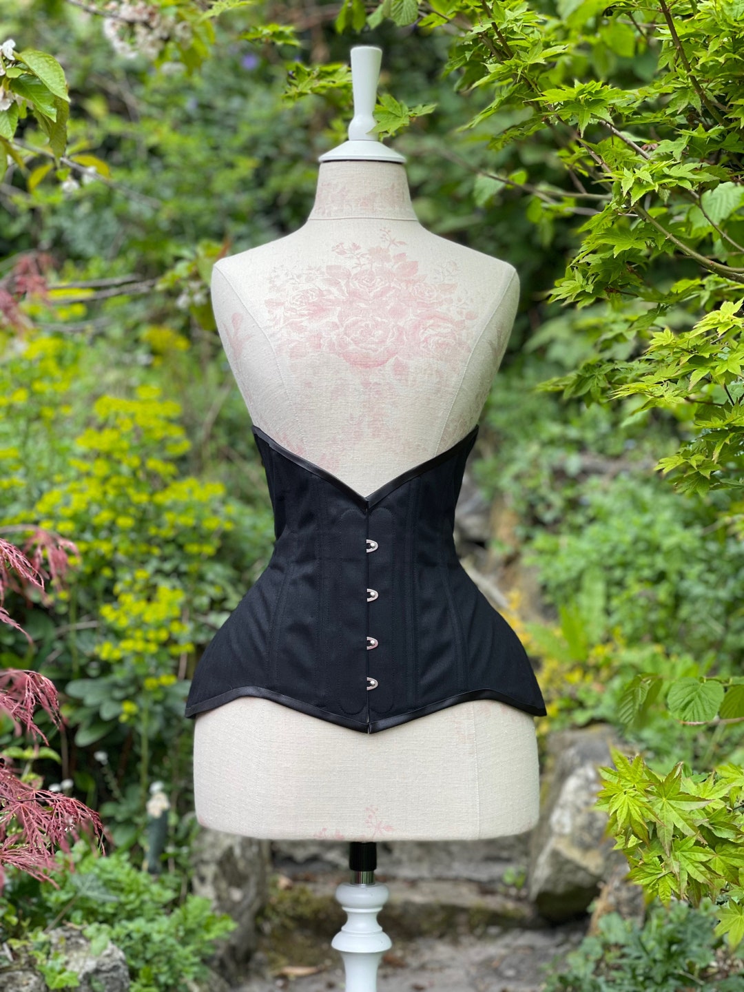 Curvy Longline Underbust Corset: Black Herringbone Cotton Coutil - Etsy