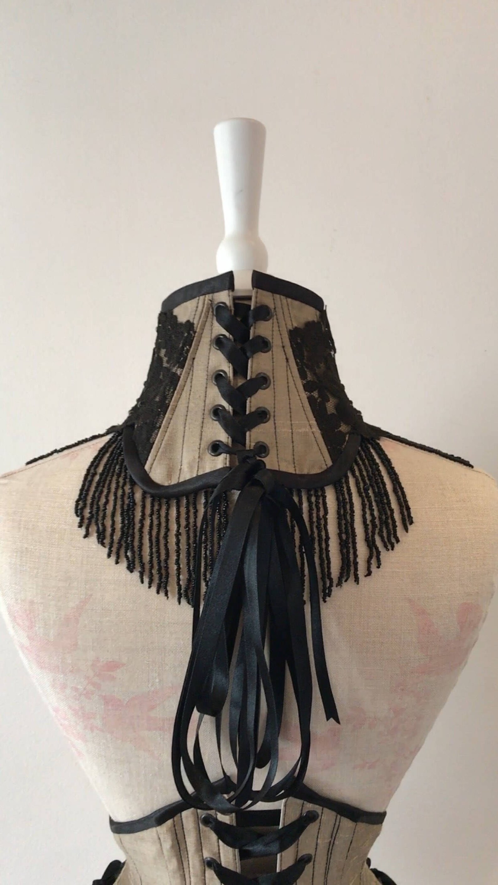 Antique Victorian Lace Neck Corset: Silk Dupion, Swarovski Crystals - Etsy