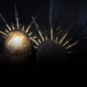 Gothic Sun Halo Headdress - READY TO SHIP Spiked Black Sunray Sunbeam ...