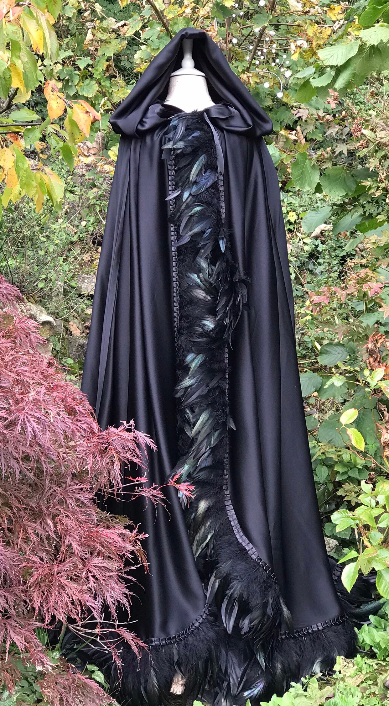 Full Length Hooded Raven Cloak Feathered Cloak Full Length - Etsy