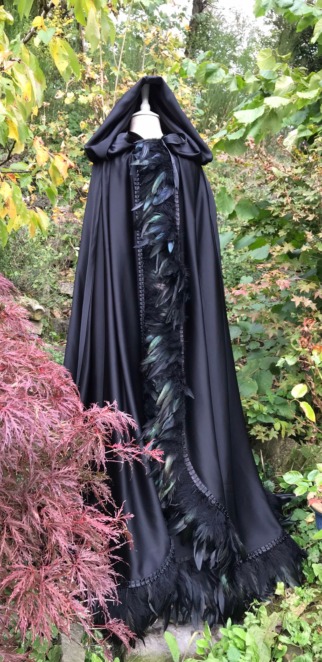 Full Length Hooded Raven Cloak Feathered Cloak Full Length - Etsy