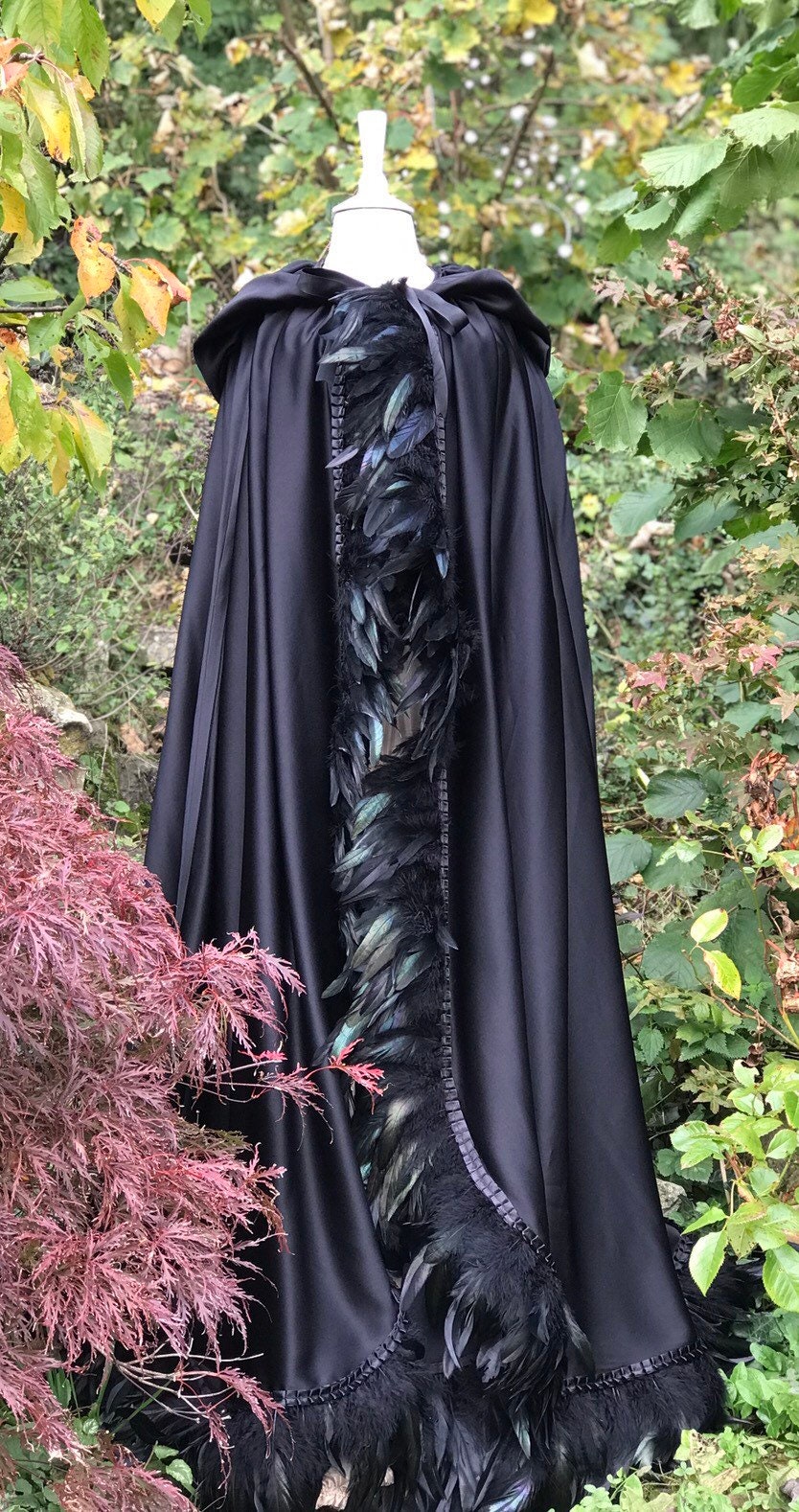 Full Length Hooded Raven Cloak Feathered Cloak Full Length - Etsy