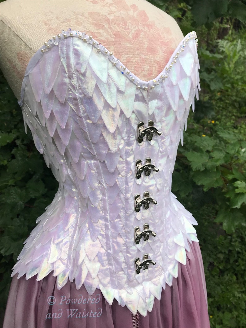 Dragon Scale Couture Corset: 2 Tone Silk Organza or Iridescent Organza ...
