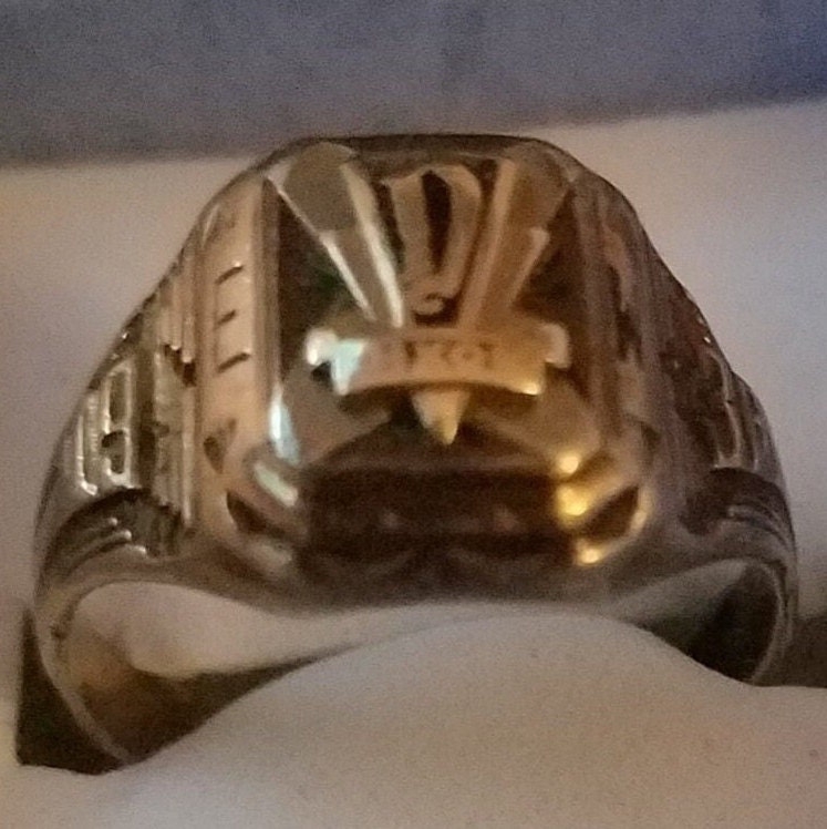Antique Class Ring Herff Jones Art Deco Style 10K Gold Dixon | Etsy