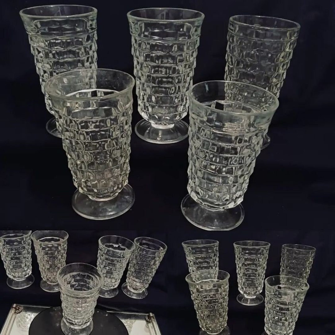 Vintage Indiana Glass, Whitehall Clear Depression Glass 5 Glasses With ...